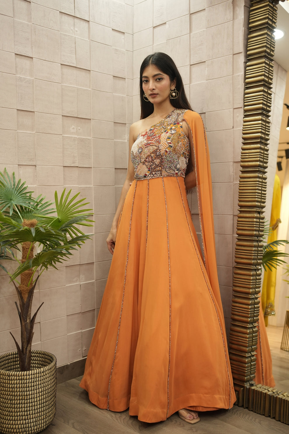 Burn Orange Ember Gown – Ojasvini Label